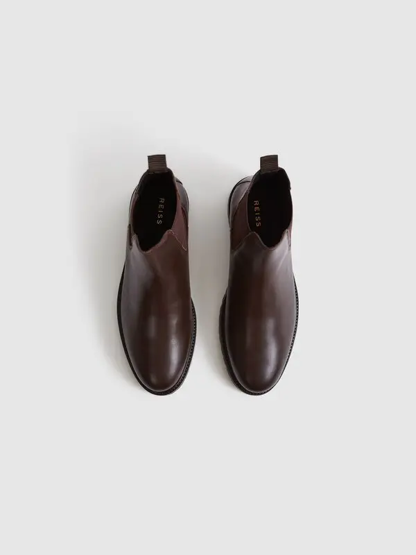 REISS Chiltern Leather Chelsea Boots Plain