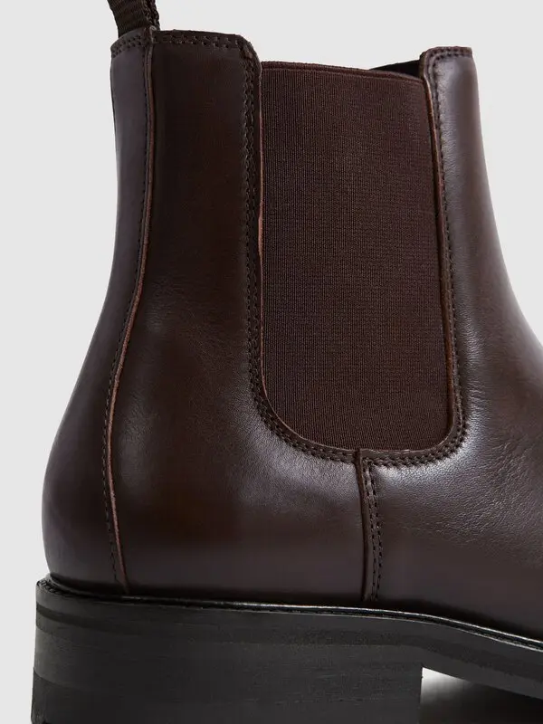 REISS Chiltern Leather Chelsea Boots Plain