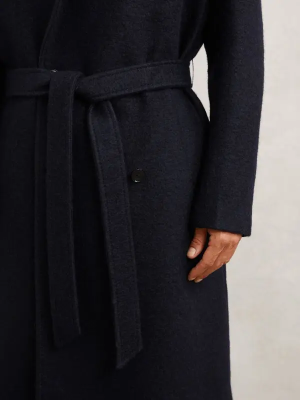 REISS Bouclé Double-breasted Overcoat Wool-blend