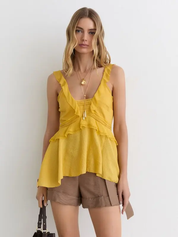 REISS Ruffle Babydoll Cami Top