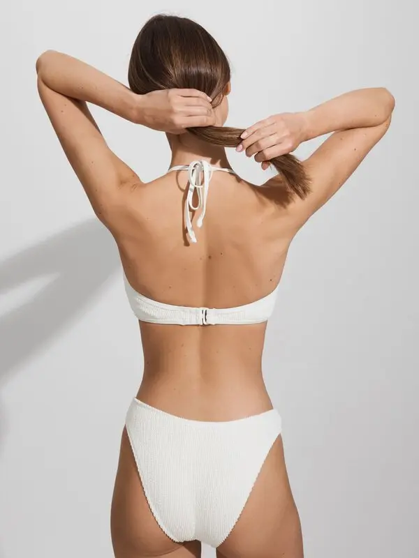 Good American Textured Halter Neck Bikini Top