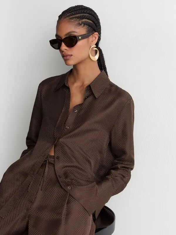 REISS Silk Jacquard Long-sleeve Shirt