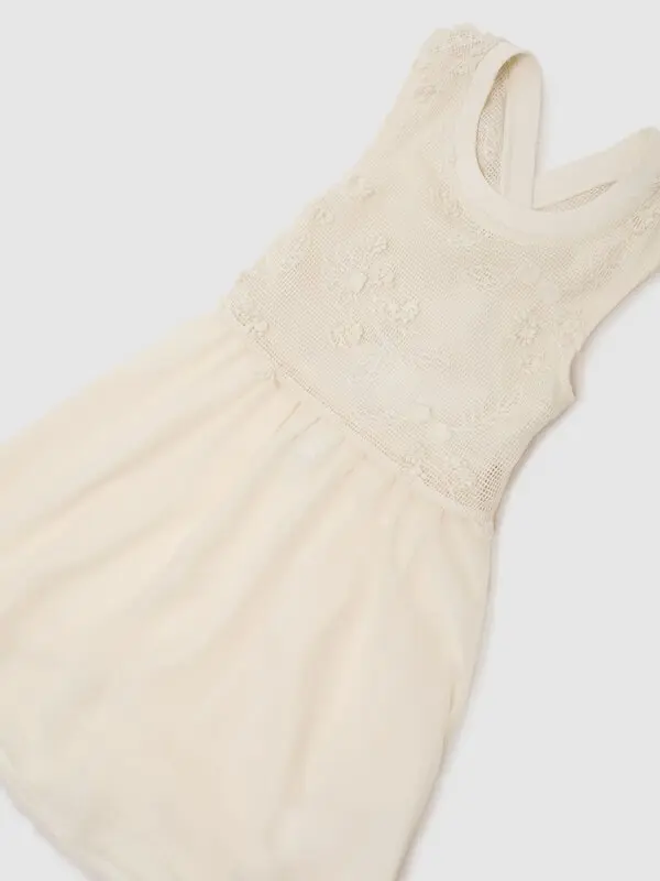 REISS 3-9 Yrs Floral-embroidered Latticework Dress