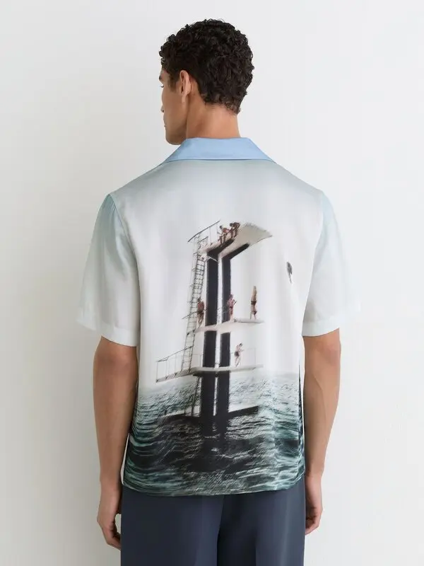 REISS Print Cuban-collar Shirt
