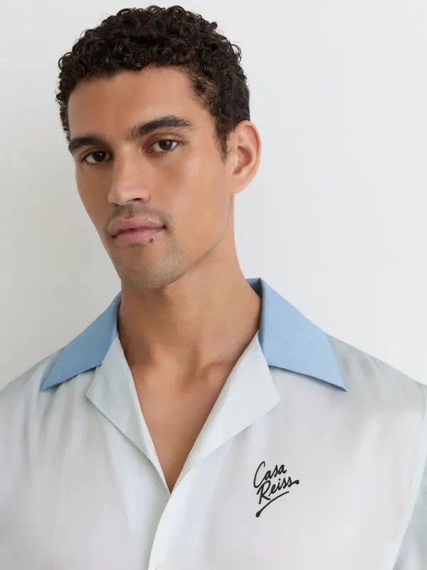 REISS Print Cuban-collar Shirt