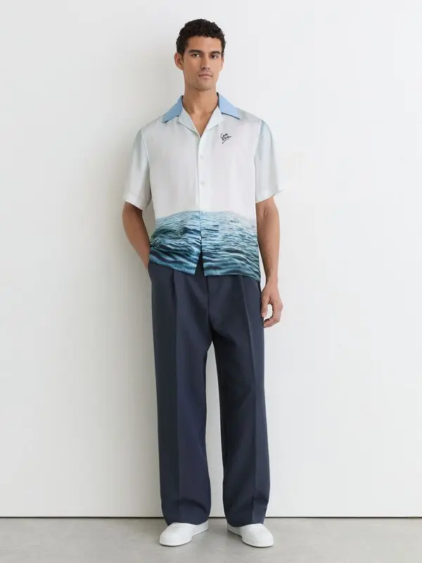 REISS Print Cuban-collar Shirt