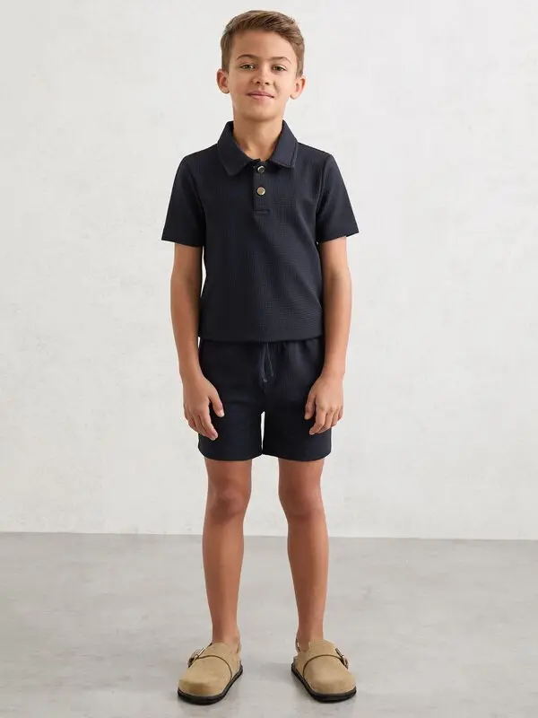 REISS Vola 3-9 Yrs Waffle Polo And Shorts