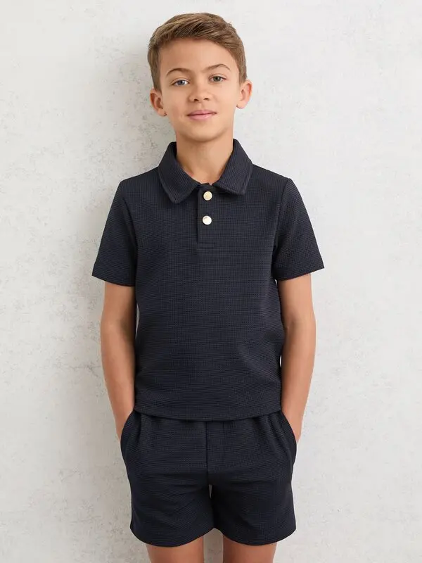REISS Vola 3-9 Yrs Waffle Polo And Shorts