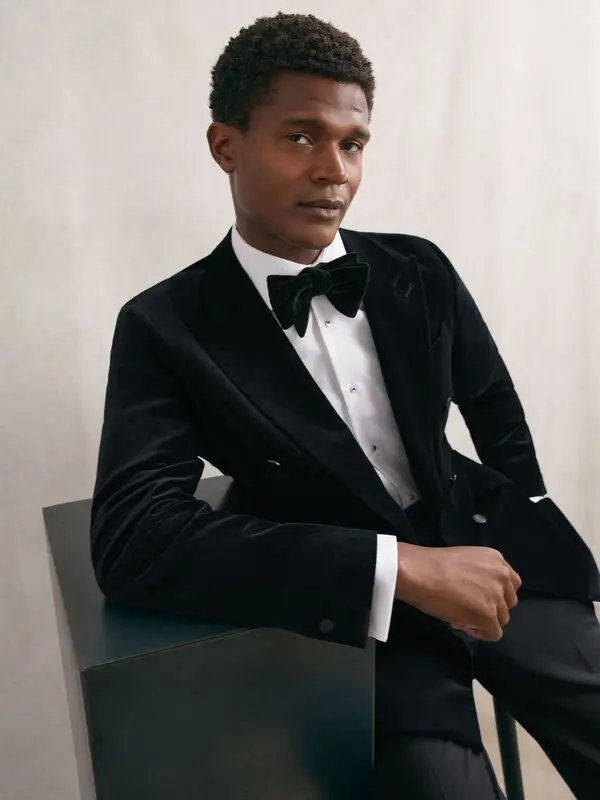 REISS Velvet Bow Tie - Black