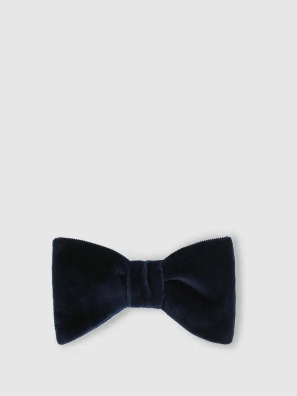 REISS Velvet Bow Tie - Navy