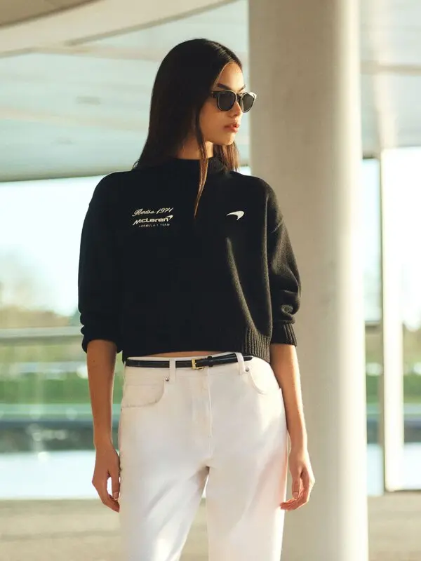 REISS X Mclaren F1 Team Racing Wool Cropped Jumper - Black