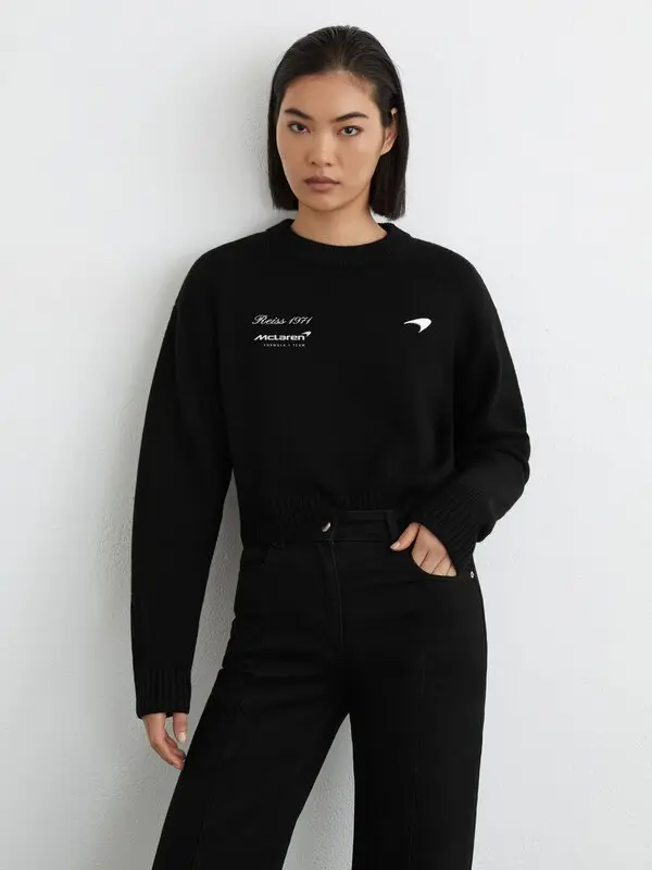REISS F1 Team Racing Wool Cropped Jumper