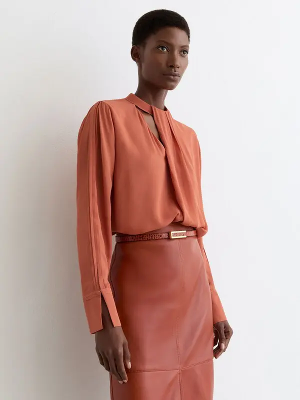 REISS Drape-detail Asymmetric Blouse