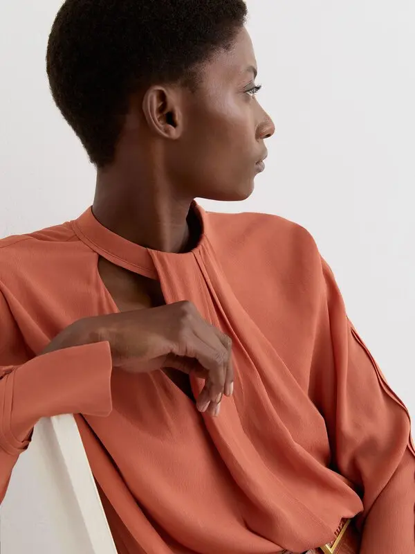 REISS Drape-detail Asymmetric Blouse