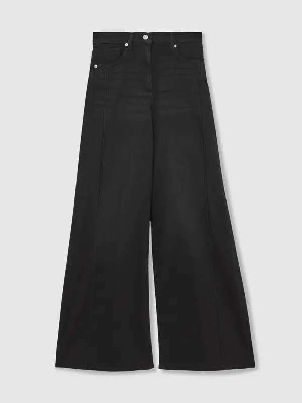 REISS Stretch-cotton Wide-leg Jeans - Black