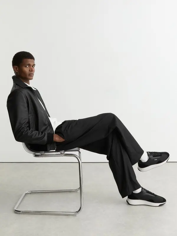REISS Emmett Bonded-leather Suede Running Trainers