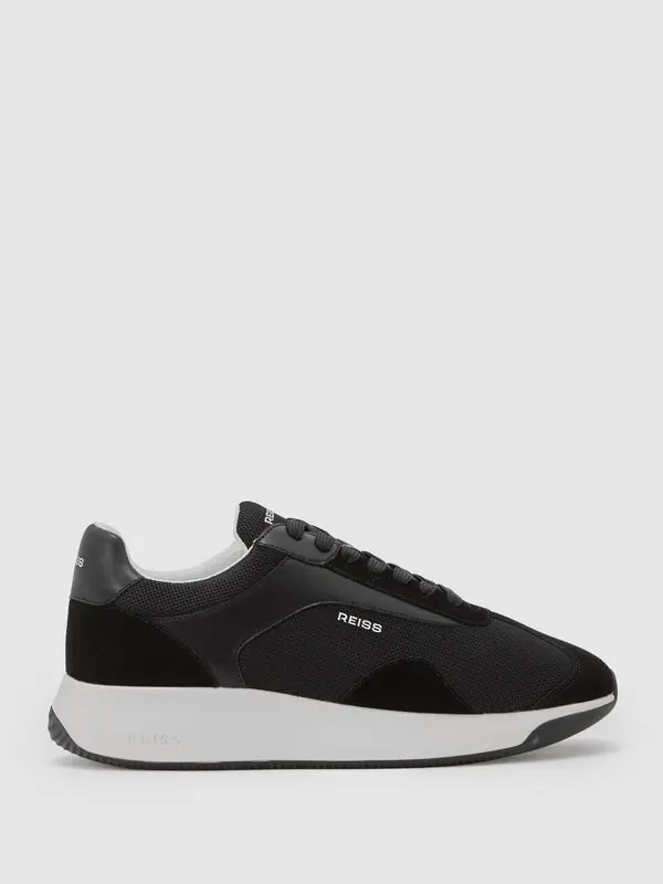 REISS Emmett Bonded-leather Suede Running Trainers