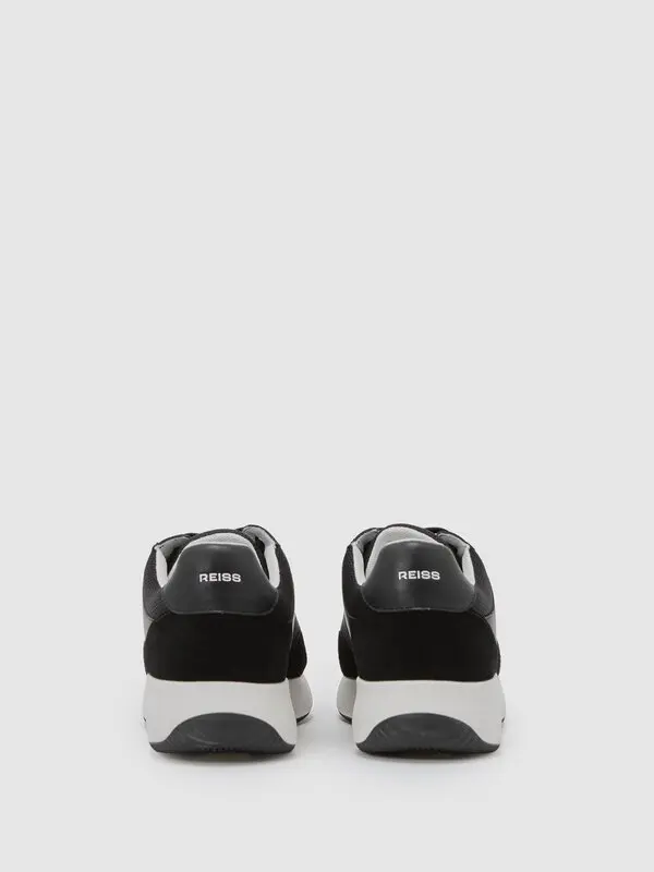 REISS Emmett Bonded-leather Suede Running Trainers