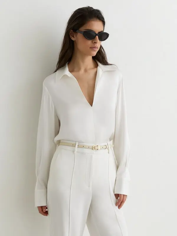 REISS Silk-blend Open-collar Shirt