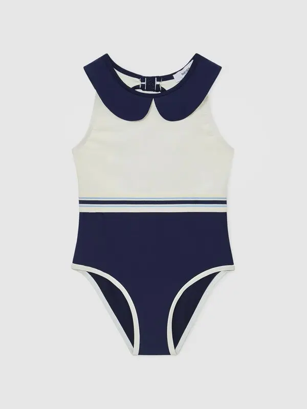 REISS 3-9 Yrs Peter Pan-collar Colour-block Swimsuit