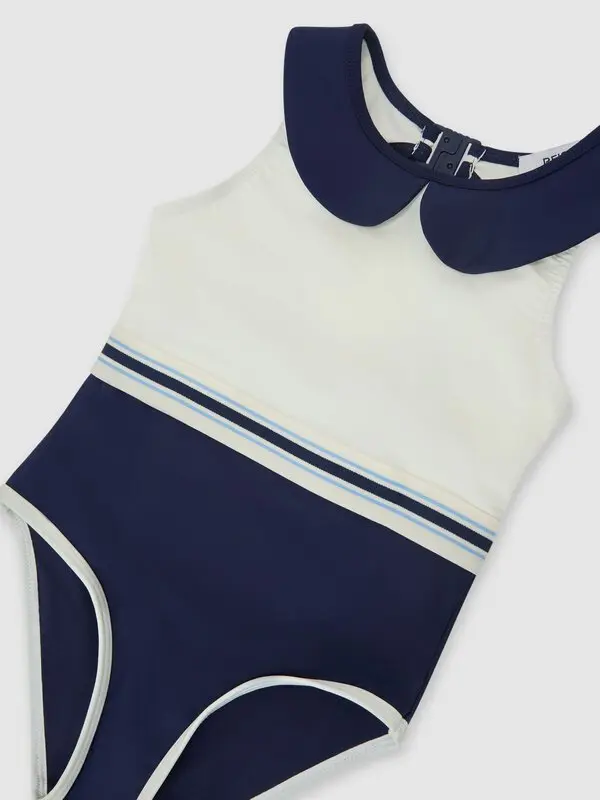 REISS 3-9 Yrs Peter Pan-collar Colour-block Swimsuit