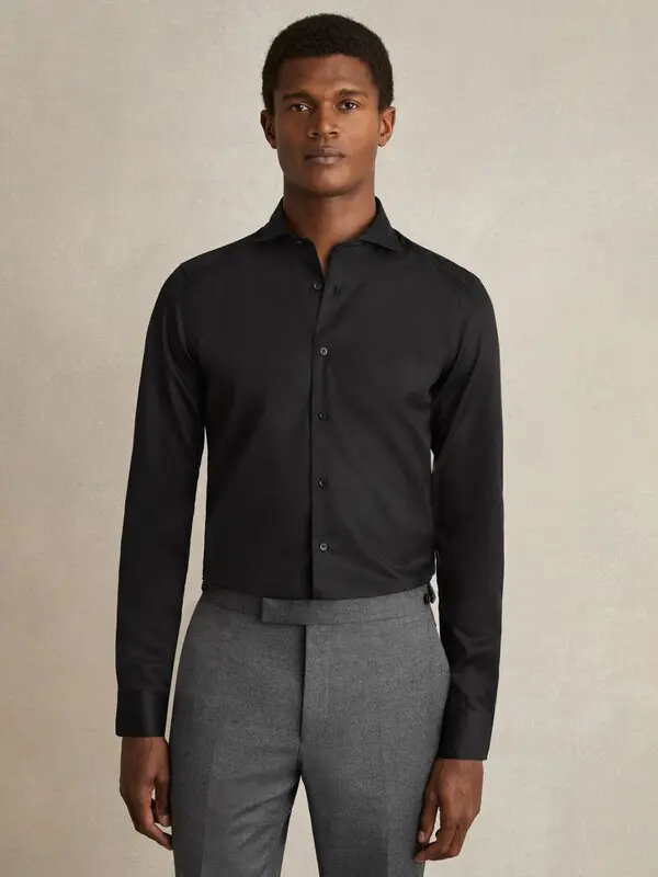 REISS Slim Fit Two-fold Cotton Shirt