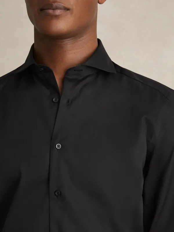 REISS Slim Fit Two-fold Cotton Shirt