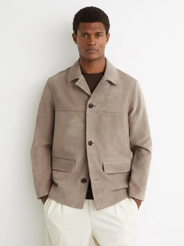 REISS Suede Heavyweight Overshirt