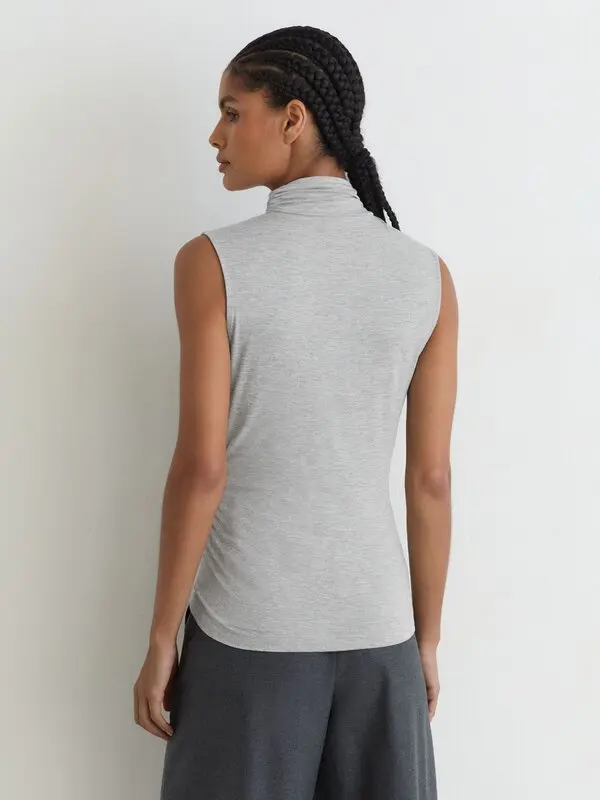 REISS Wanda Marl Ruched High-neck Top