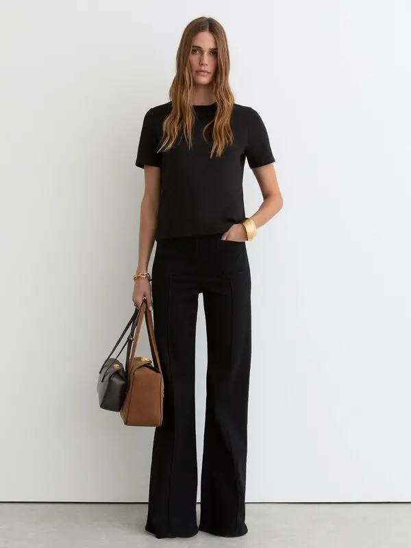 REISS Stretch-cotton Ribbed-neck T-shirt - Black