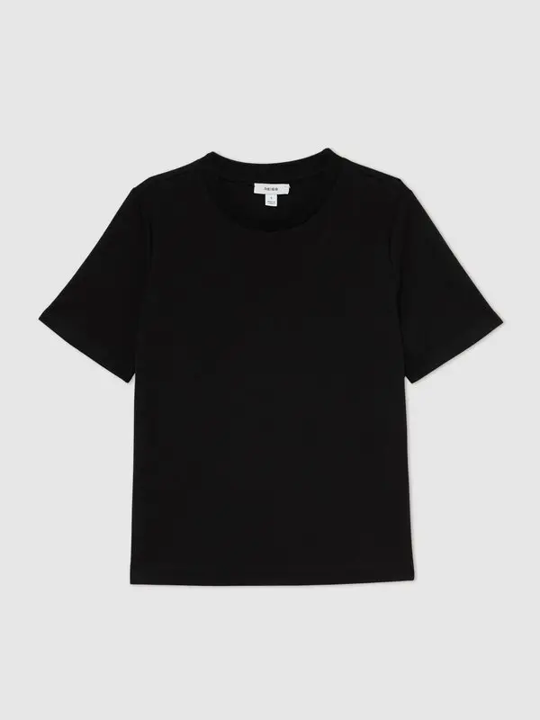 REISS Stretch-cotton Ribbed-neck T-shirt - Black
