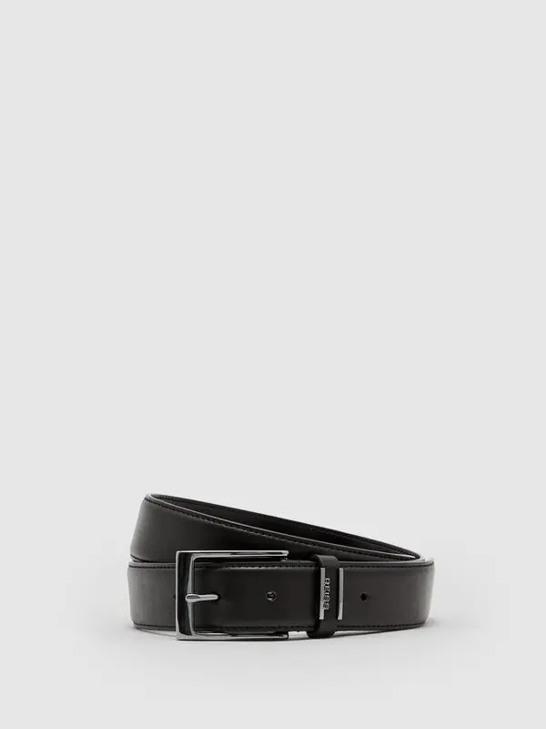 REISS Leather Logo-detail Belt - Black