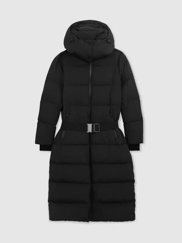 REISS Petite Belted Longline Hooded Puffer Coat