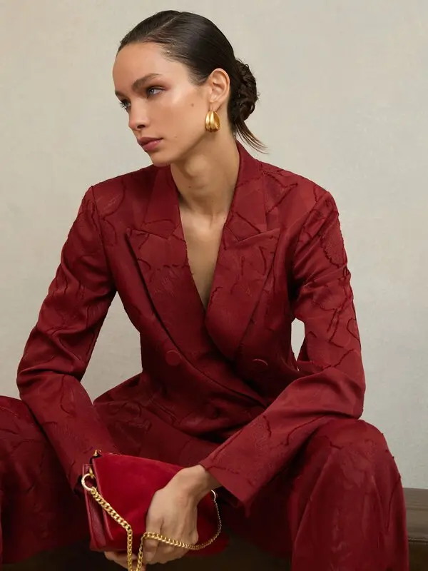 REISS Atelier Jacquard Double-breasted Blazer