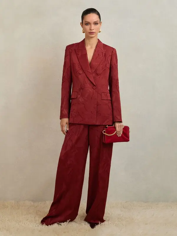 REISS Atelier Jacquard Double-breasted Blazer