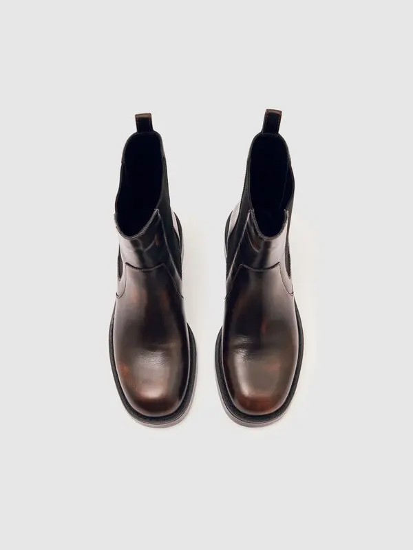 REISS Phoebe Leather Chelsea Boots - Brown