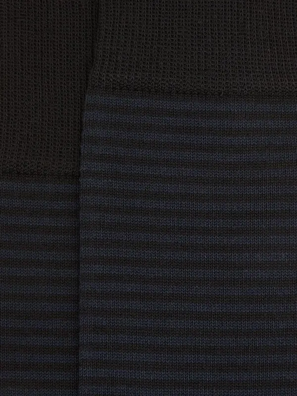 REISS Black & Navy Stripe Cotton-blend Striped Socks - Black/navy