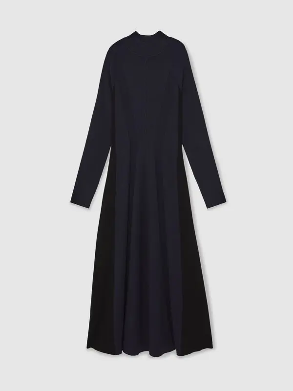 REISS Zadie Knitted Contrast Panel Midi Dress