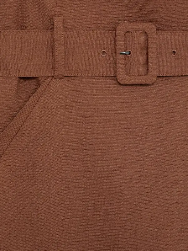 REISS Belted Mini Dress - Brown