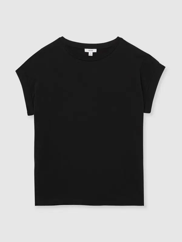 REISS Brushed-cotton Crew-neck T-shirt - Black