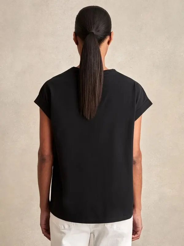 REISS Brushed-cotton Crew-neck T-shirt - Black