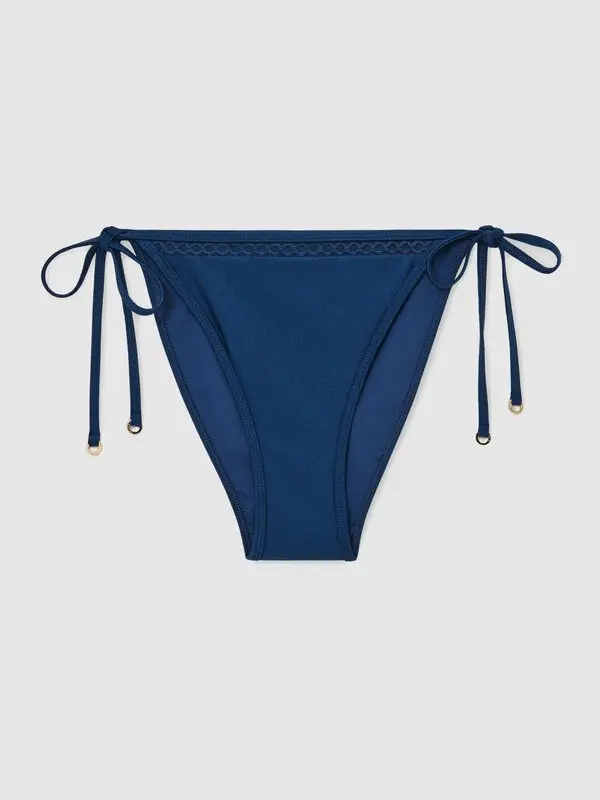 REISS Shimmer Bikini Bottoms With Lattice Trim