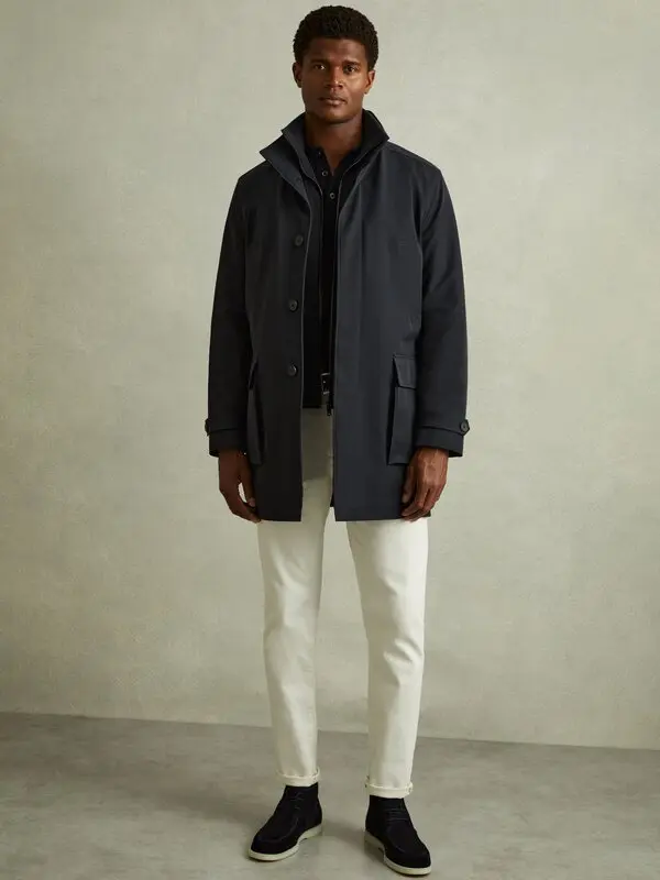 REISS Hybrid Removable-gilet Overcoat - Navy