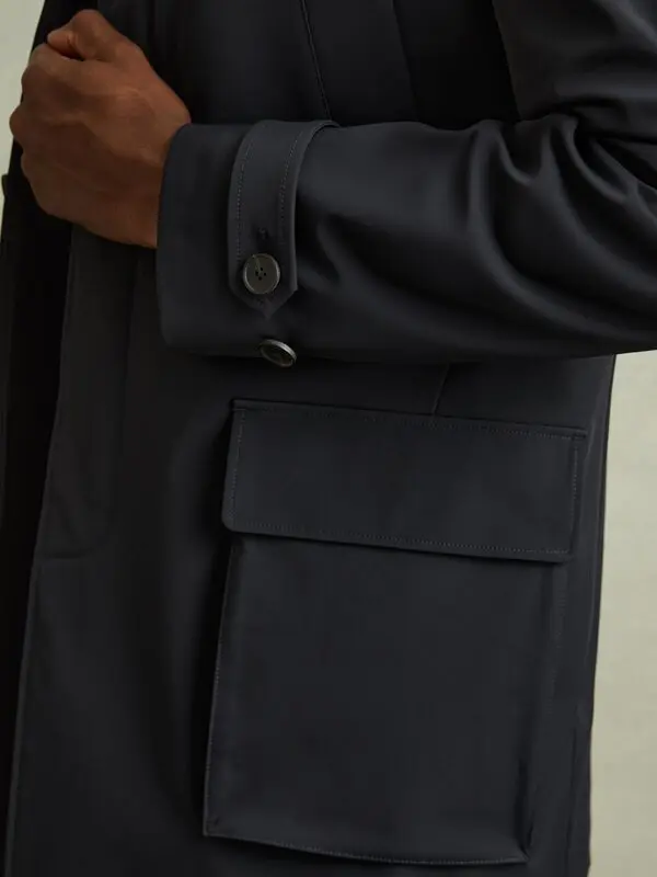 REISS Hybrid Removable-gilet Overcoat - Navy