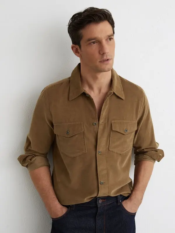 REISS Corduroy Twin-pocket Overshirt