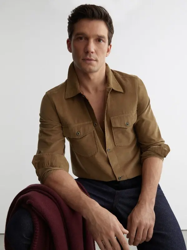 REISS Corduroy Twin-pocket Overshirt