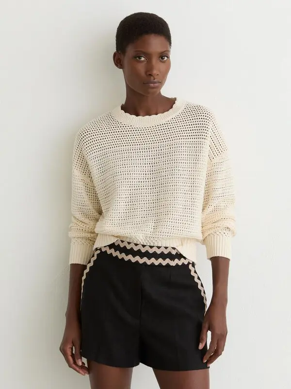 REISS Linen Wave-trim Shorts