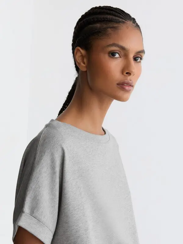 REISS Cotton Wide-neck Relaxed-fit T-shirt - Grey Marl
