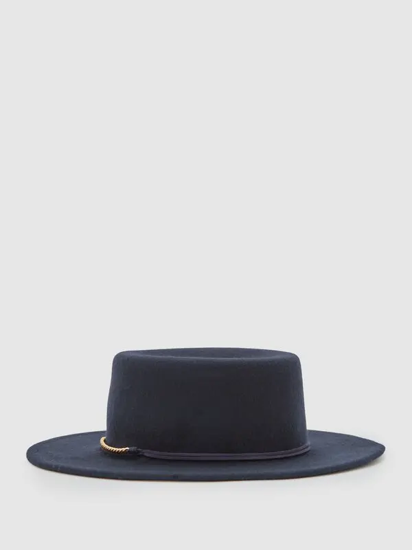 REISS Wool Felt Chain-strap Fedora Hat