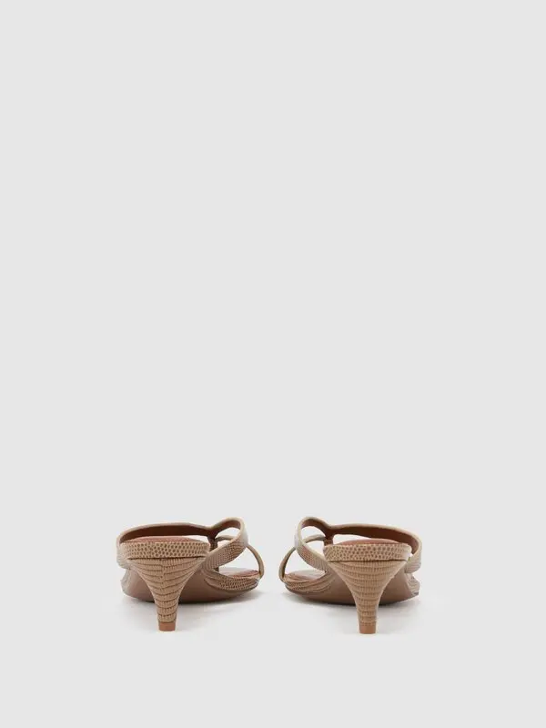 REISS Leather Lizard-effect Kitten-heel Sandals
